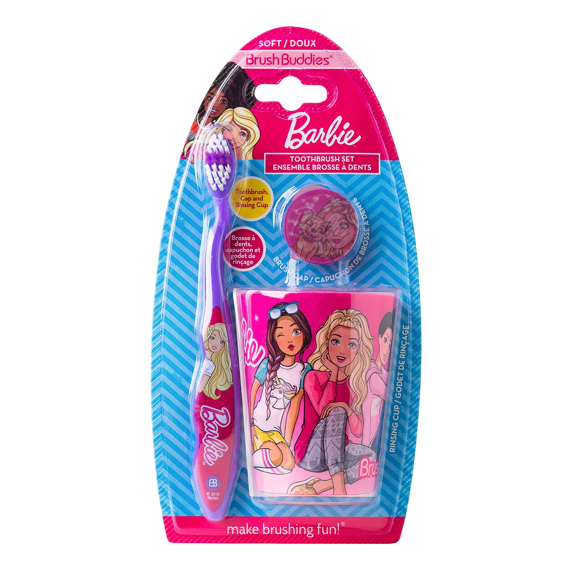 Licensed Branded Barbie 3 Pieces Toothbrush Set for Girls - Walmart.com