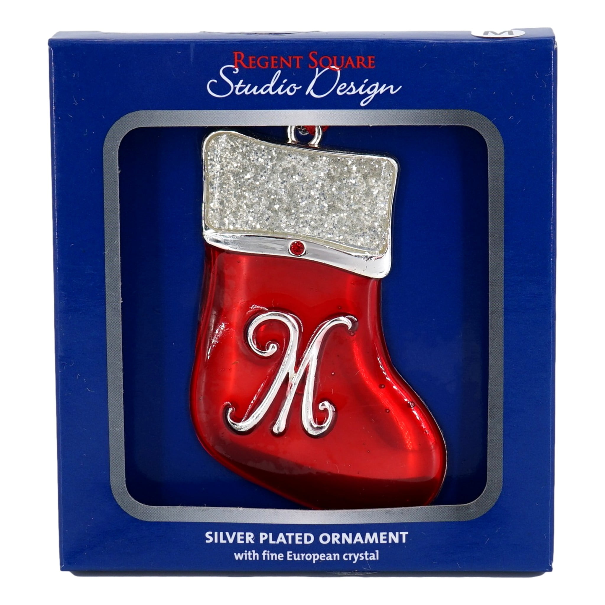 Regent Square Studio Design Silver Plated Monogramed Red Stocking ...