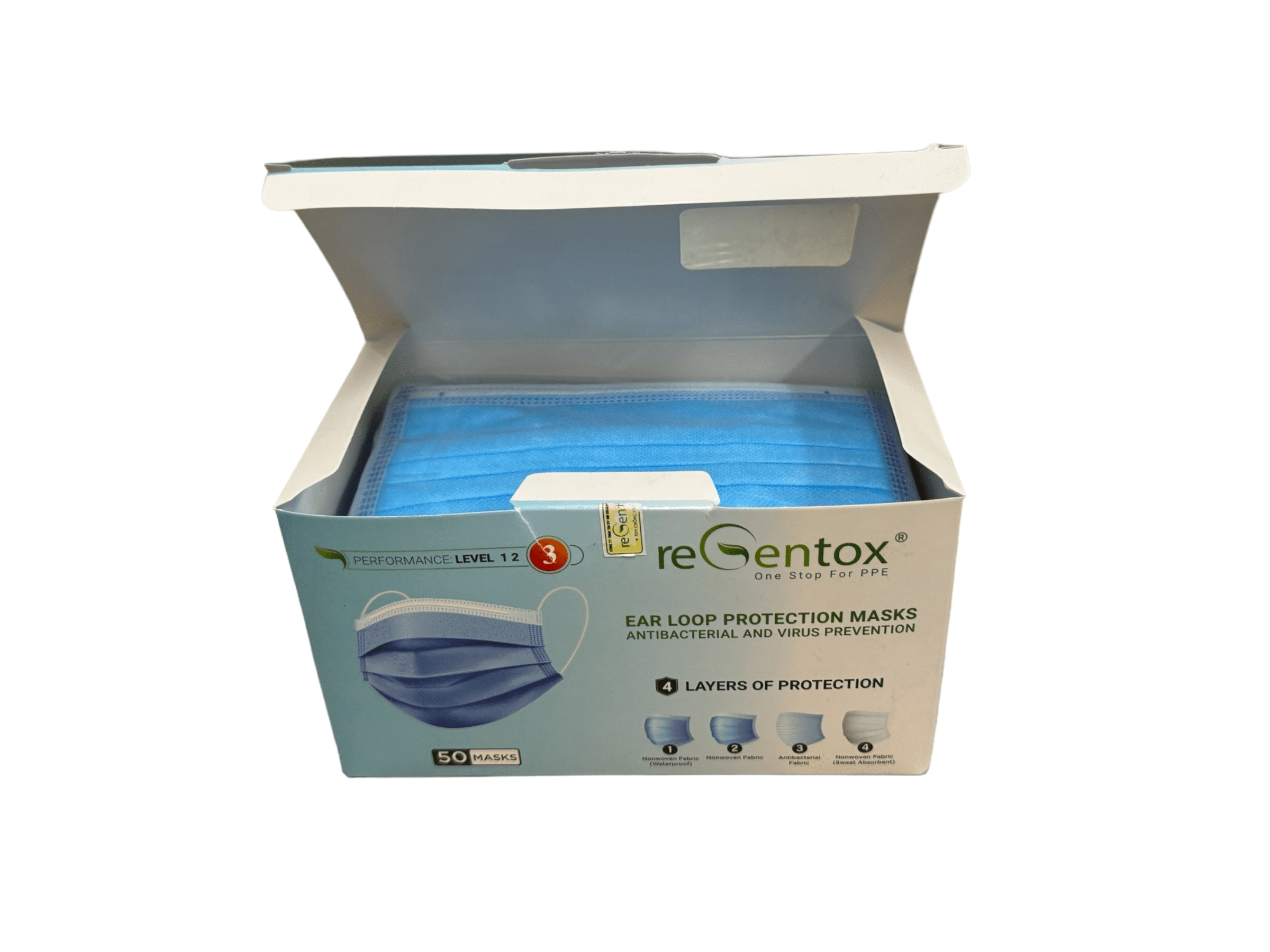 Regentox 4-Ply Protection Plus Surgical Masks with Ear Loops, Blue ...