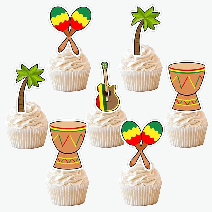 Reggae Cupcake Toppers Palm Tree Reggae Music Cupcake Toppers Jamaican ...