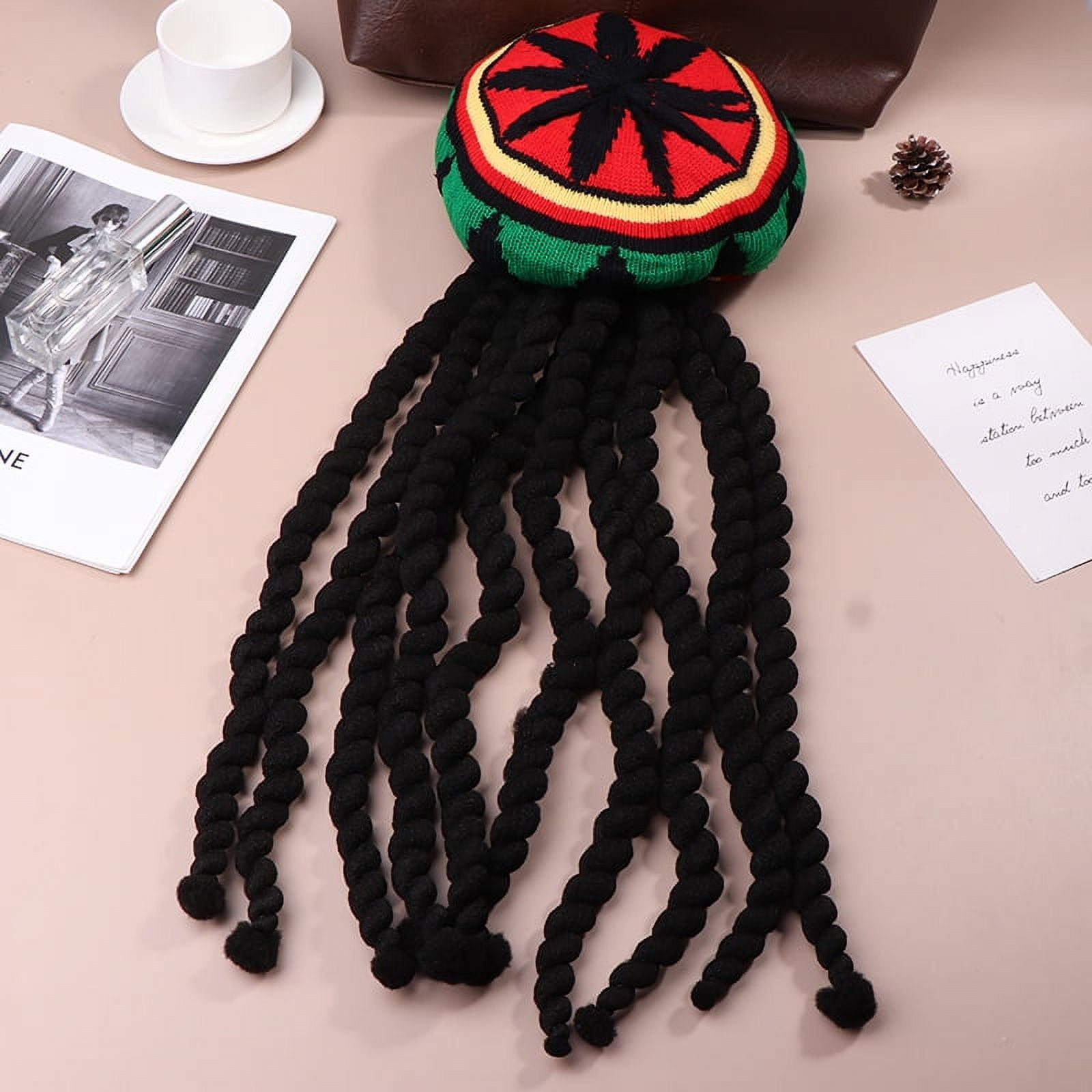 Reggae Hat With Dreadlocks Comfortable Braid Hat Wig Ethnic Style ...
