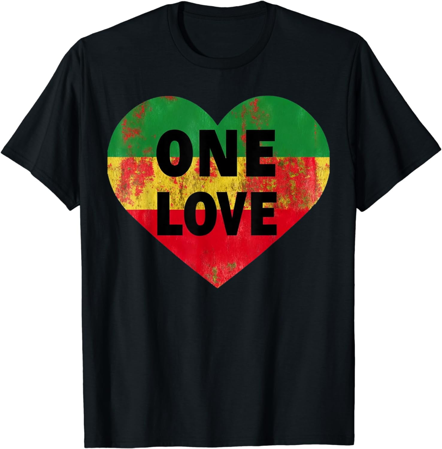 Reggae Heart One Love Rasta Reggae Music Rastafarian Jamaica T-Shirt ...