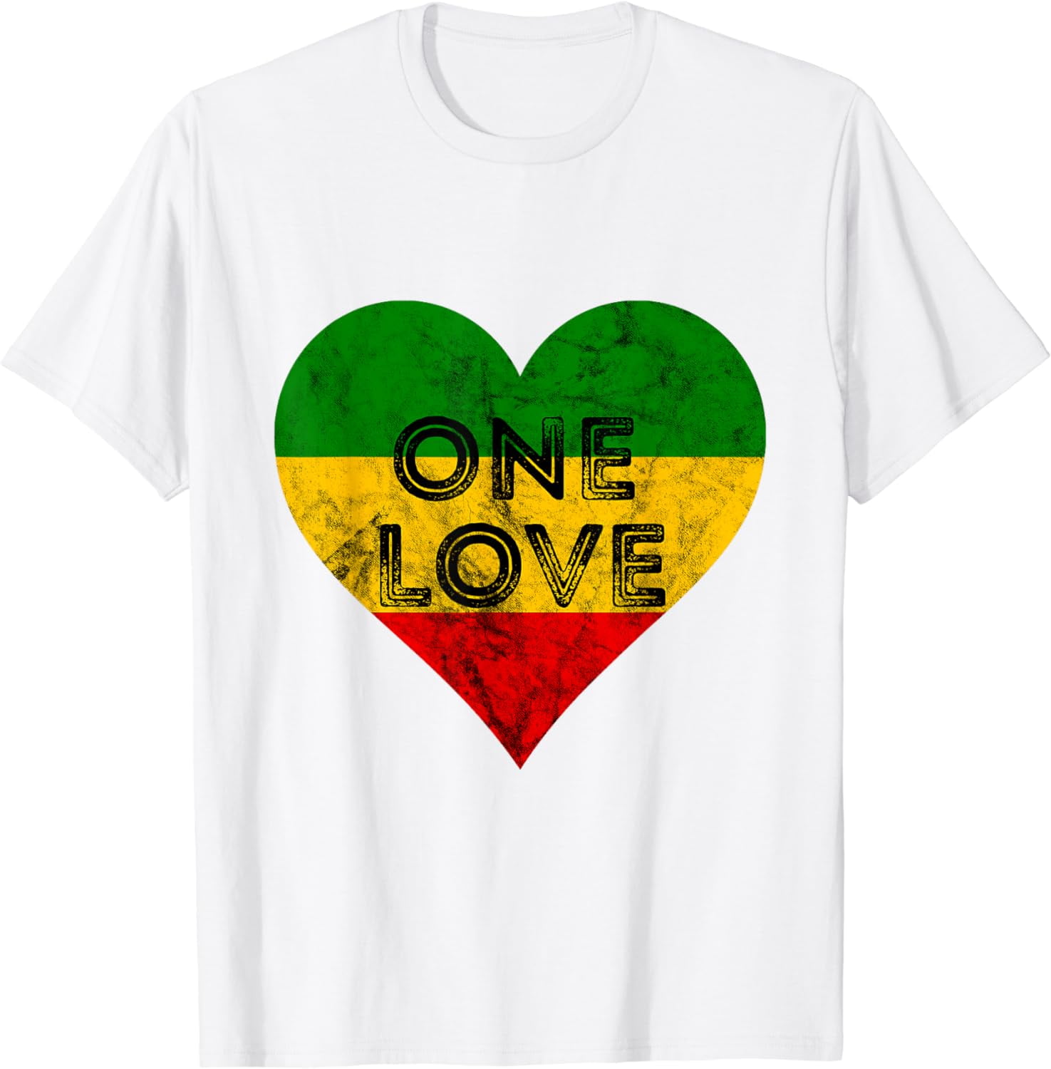 Reggae Heart One Love Rasta Reggae Music Rastafarian Jamaica T-Shirt ...