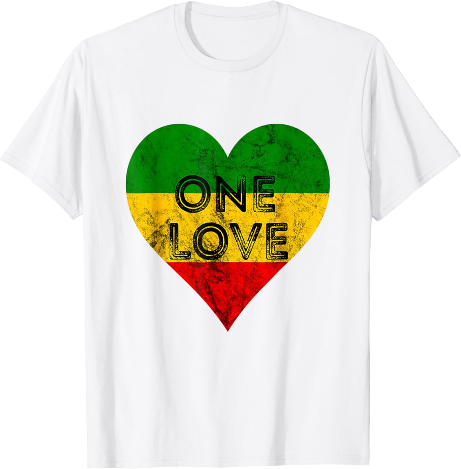 Reggae Heart One Love Rasta Reggae Music Rastafarian Jamaica T-Shirt ...