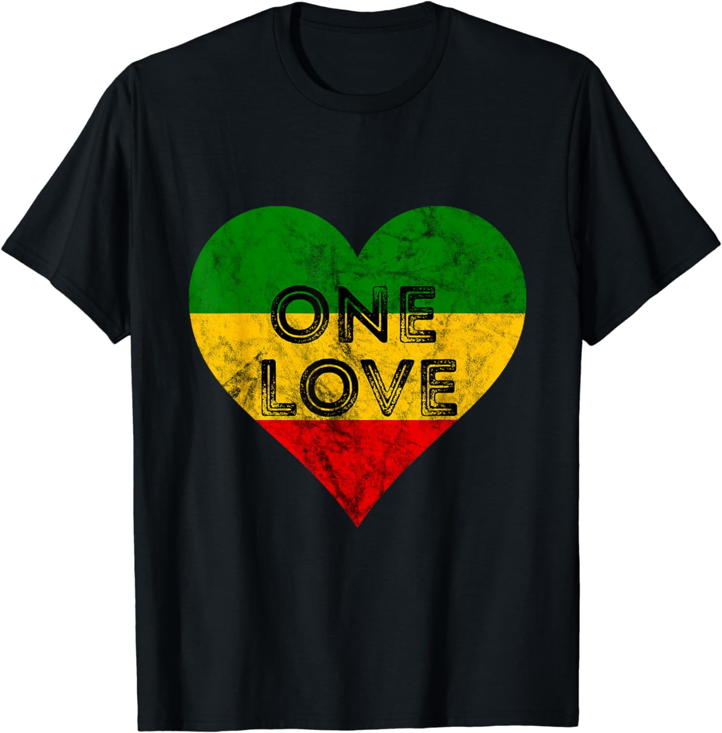 Reggae Heart One Love Rasta Reggae Music Rastafarian Jamaica T-Shirt ...