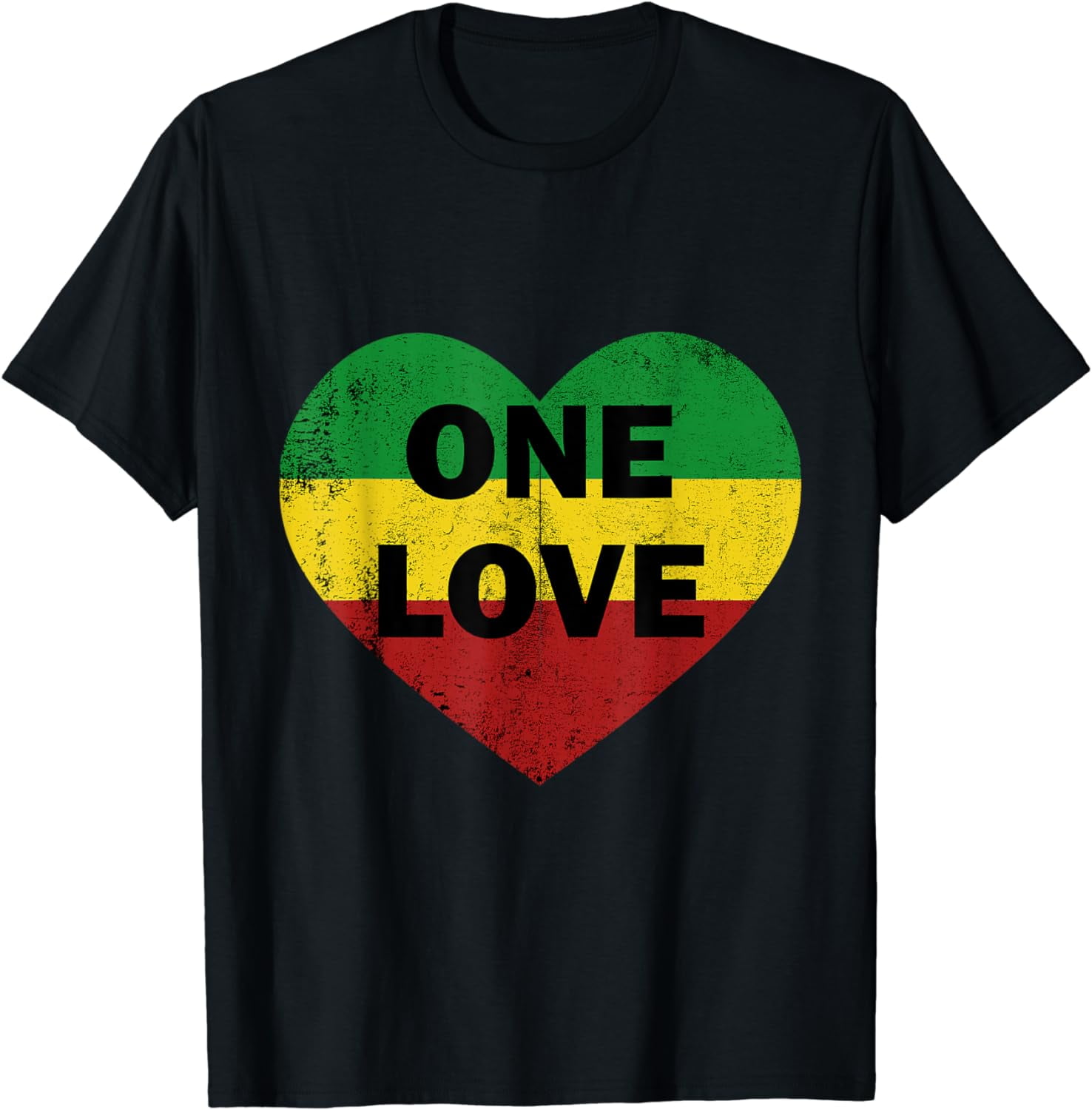 Reggae Heart One Love Rasta Reggae Music Rastafarian Jamaica T-Shirt ...