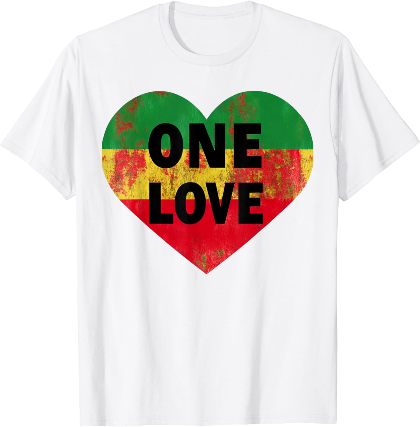 Reggae Heart One Love Rasta Reggae Music Rastafarian Jamaica T-Shirt ...