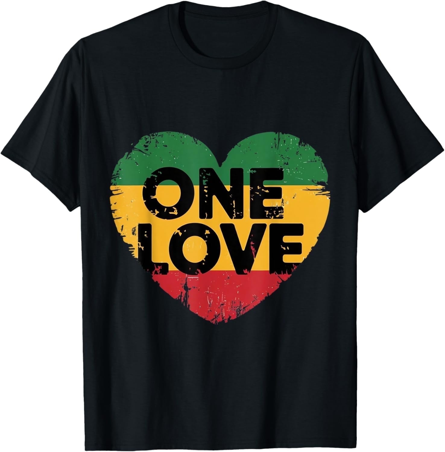 Reggae Heart One Love Rasta Reggae Music Rastafarian Jamaica T-Shirt ...