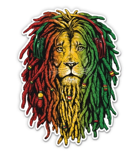 Reggae Lion - 5" Vinyl Sticker - For Car Laptop I-Pad - Waterproof ...