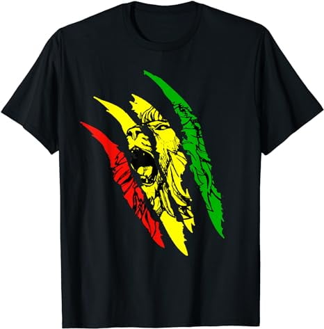 Reggae Lion Of Judah T- Shirt Jamaican Roots Rasta African T-Shirt ...