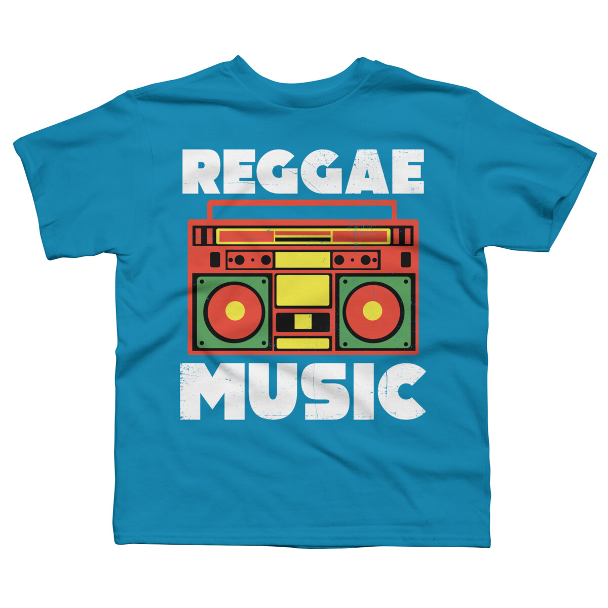 Reggae Music Boombox Rastafari Jamaican Boys Turquoise Blue Graphic Tee ...