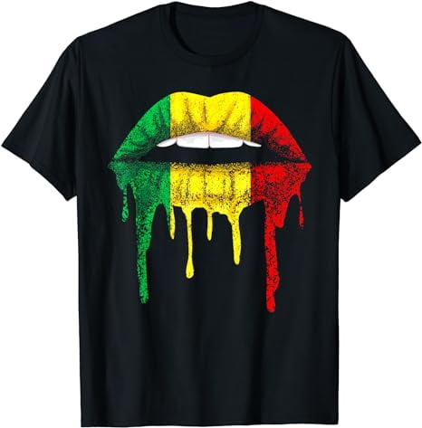 Reggae Music Jamaica Kissing Lips Flag Rastafari Rasta Girl T-Shirt ...