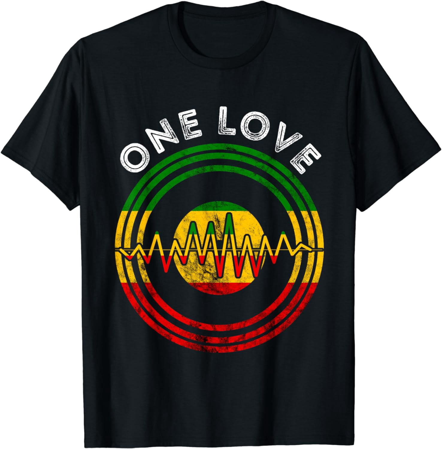 Reggae One Love Vinyl Reggae Music Rastafarian Jamaica T-Shirt ...