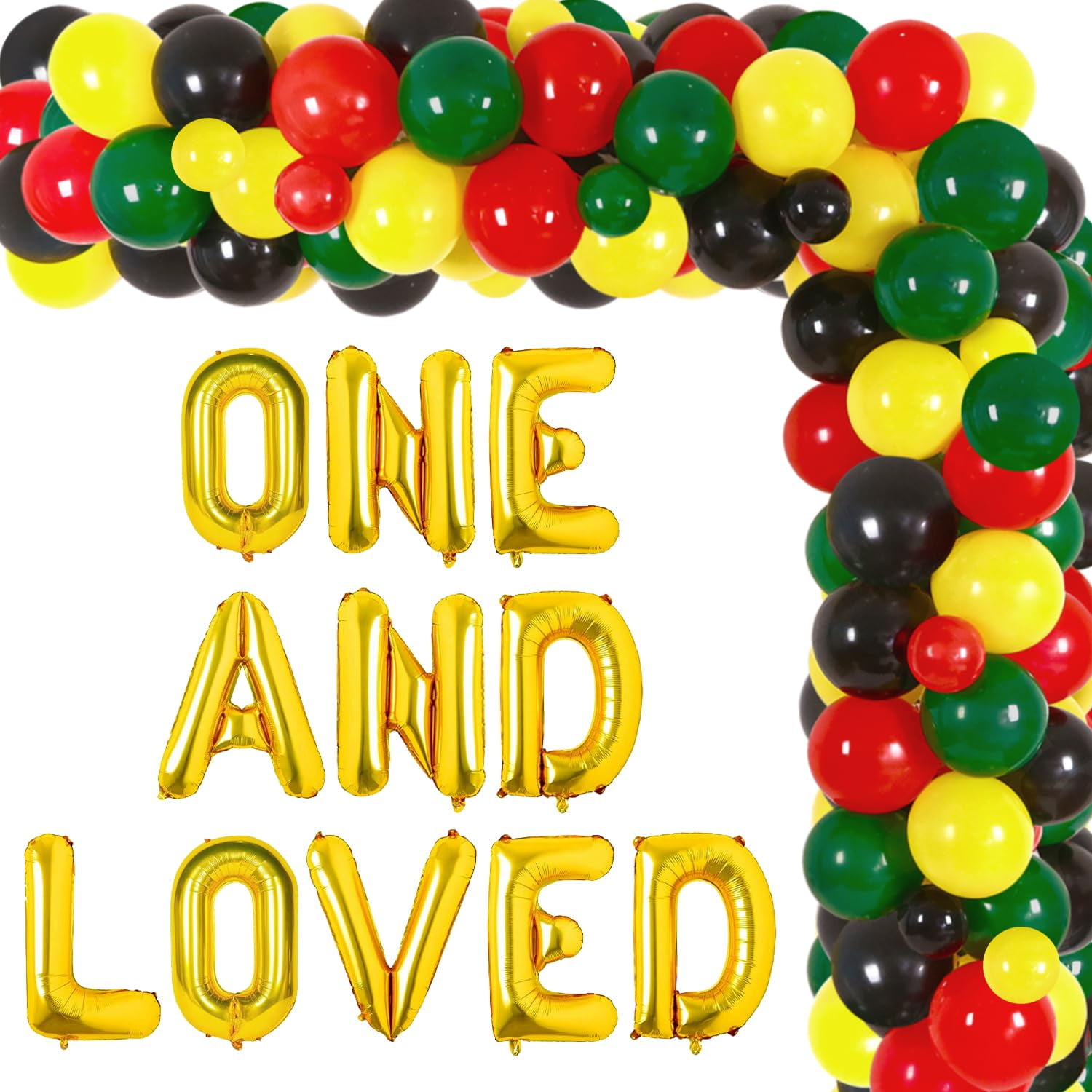Reggae Party Decorations Golden One and Loved First Foil Balloons Red ...