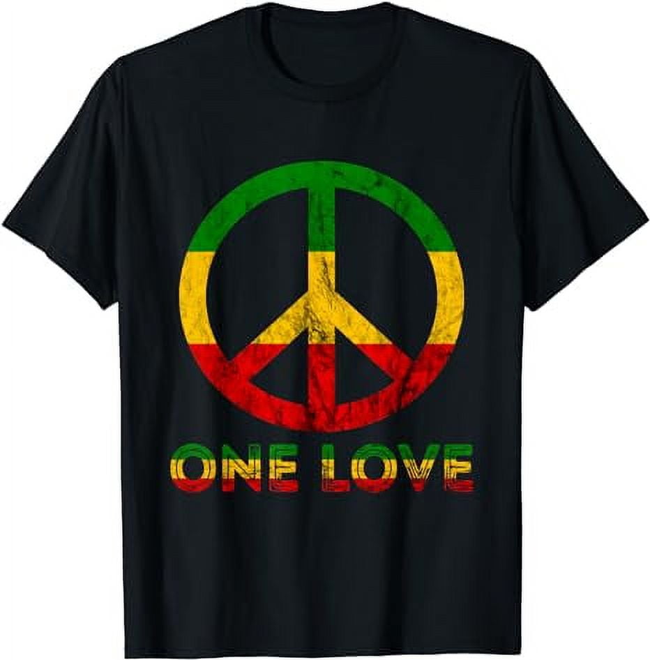 Reggae Peace Symbol Rasta Reggae Music Rastafari Hippie T-Shirt ...