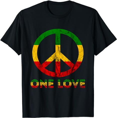 Reggae Peace Symbol Rasta Reggae Music Rastafari Hippie T-Shirt ...