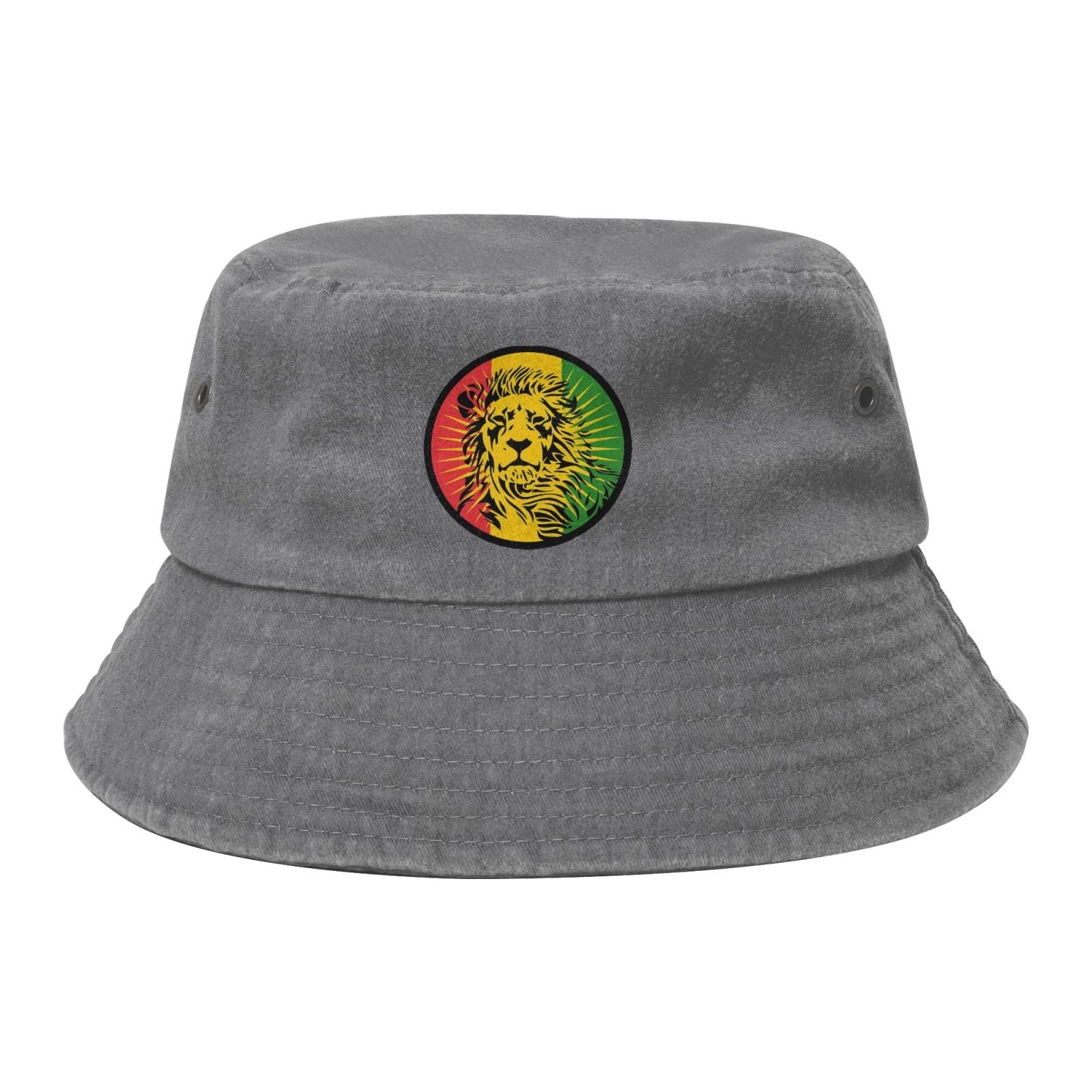 Reggae Rasta Flag Lion Cowboy Fisherman Hat Bucket Hat Washed Denim ...