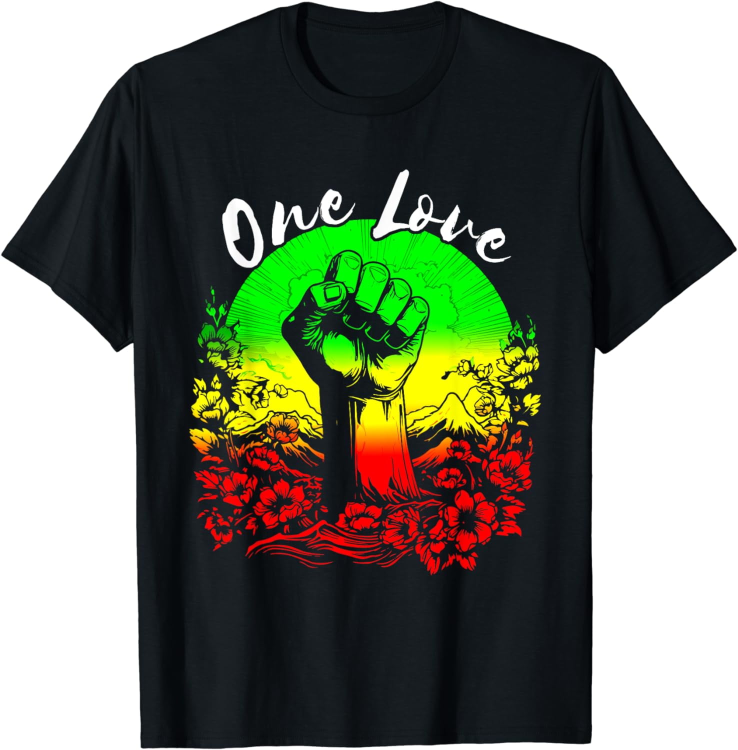 Reggae Rastafari Roots Power Rastafarian One Love Jamaica T-Shirt ...