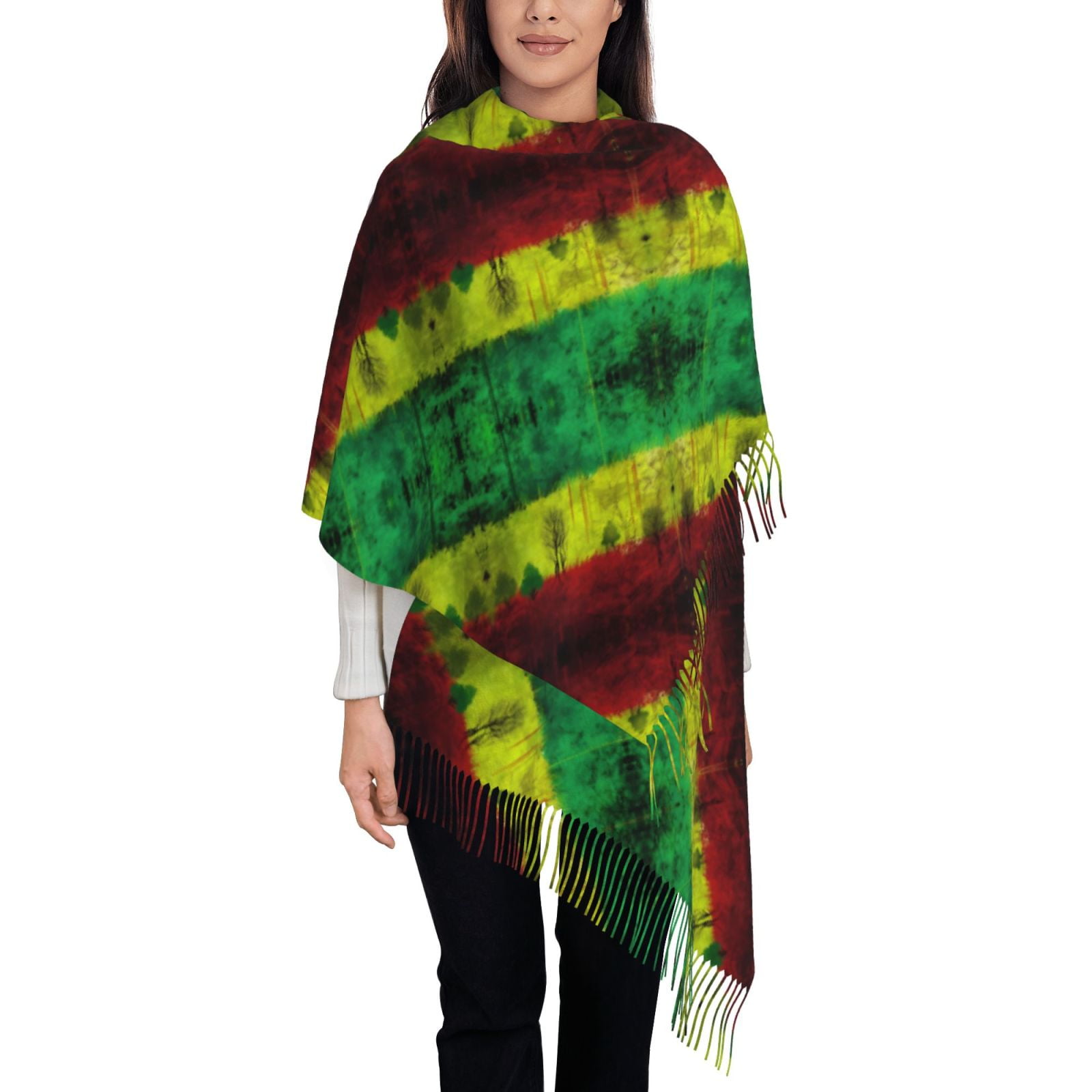 Reggae-Rastafarian-Flag Pashmina Feel Shawls Wraps Rave Scarf for Women ...