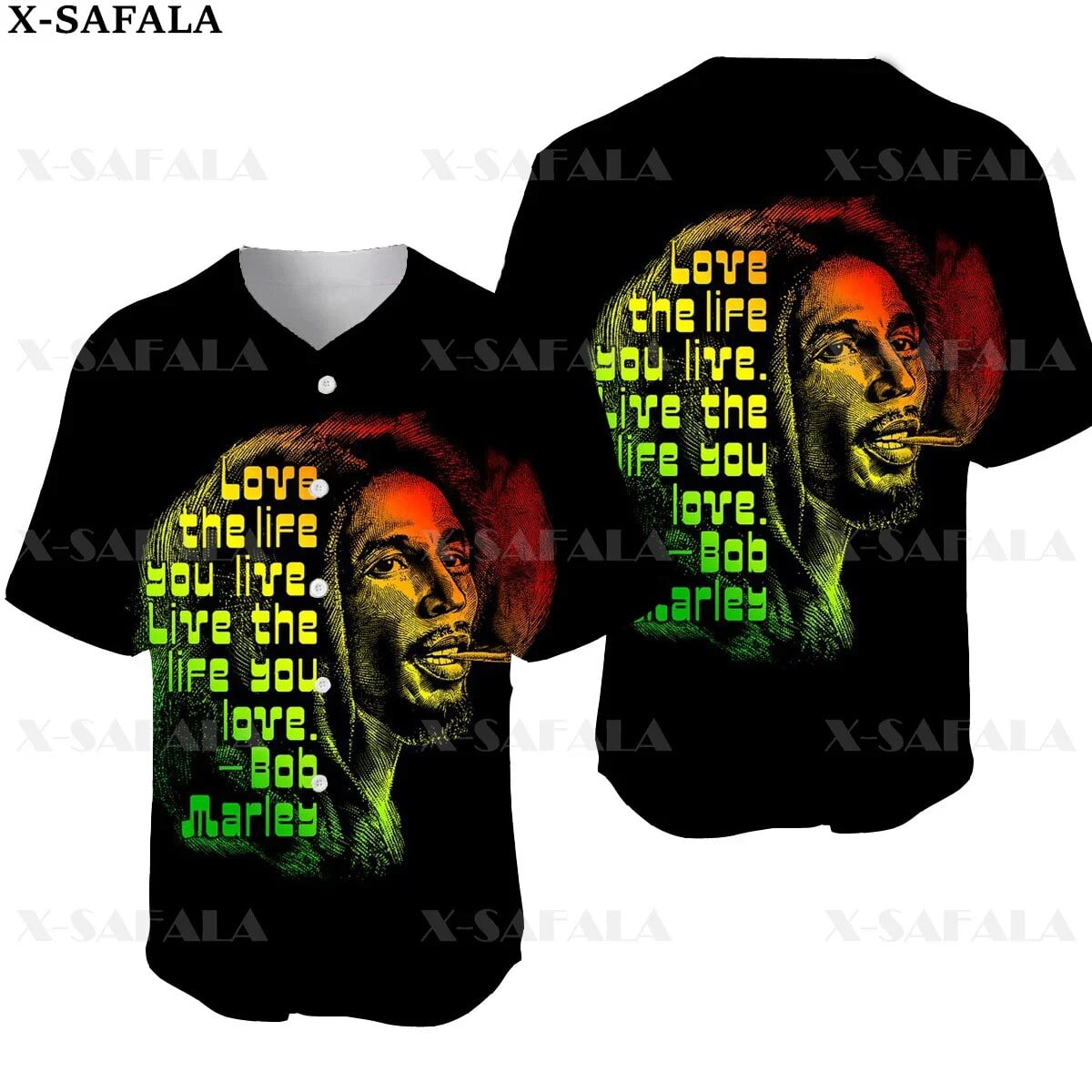 Reggae Singer Bob Marley Rock HipHop Colorful Weeds 3D Printed Baseball ...
