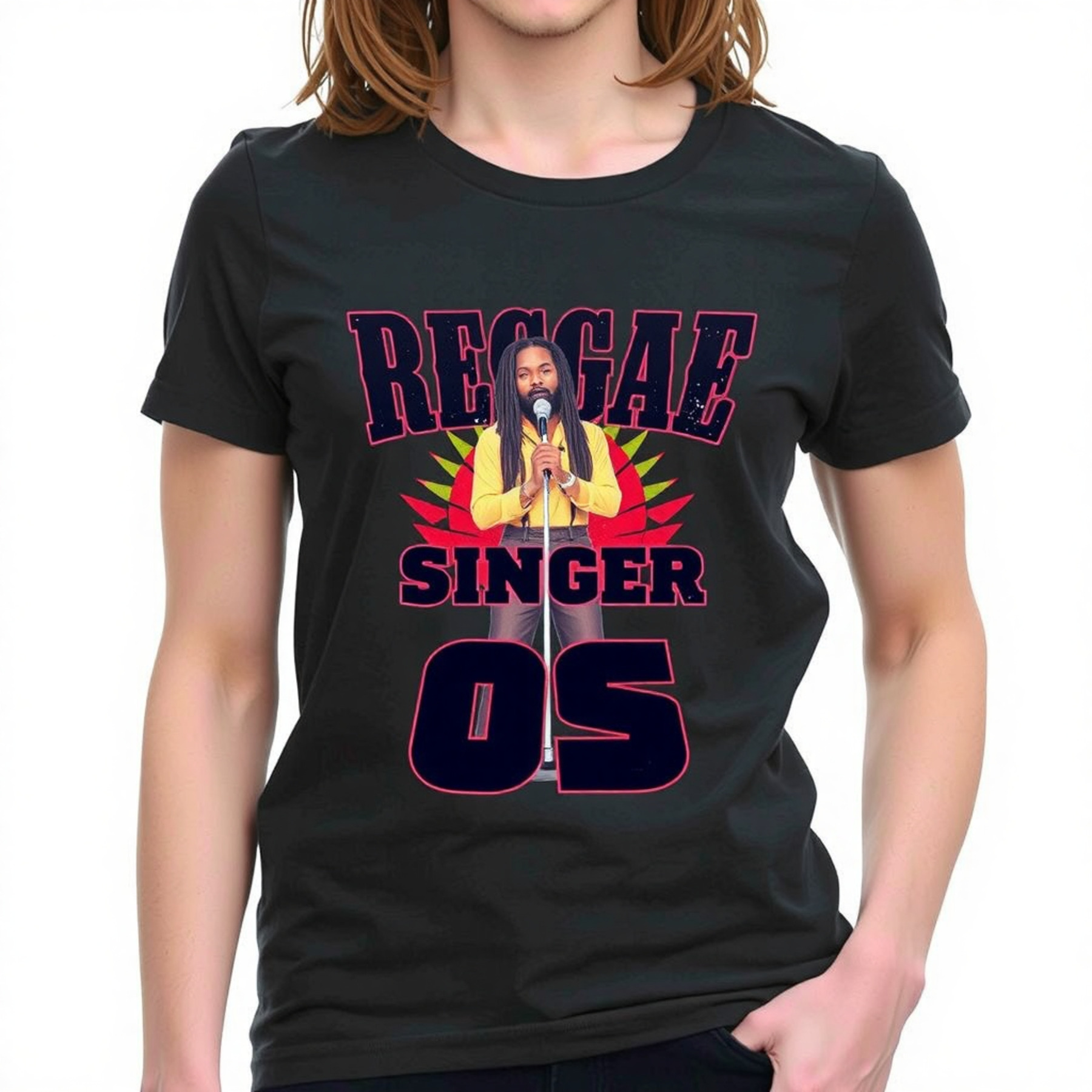 Reggae Singer OS Graphic T-Shirt - Bold Dreadlocks Design Music ...