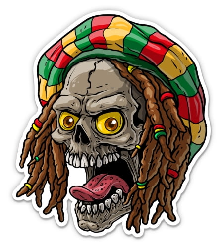 Reggae Skull Scary - 5" Vinyl Sticker - For Car Laptop I-Pad ...