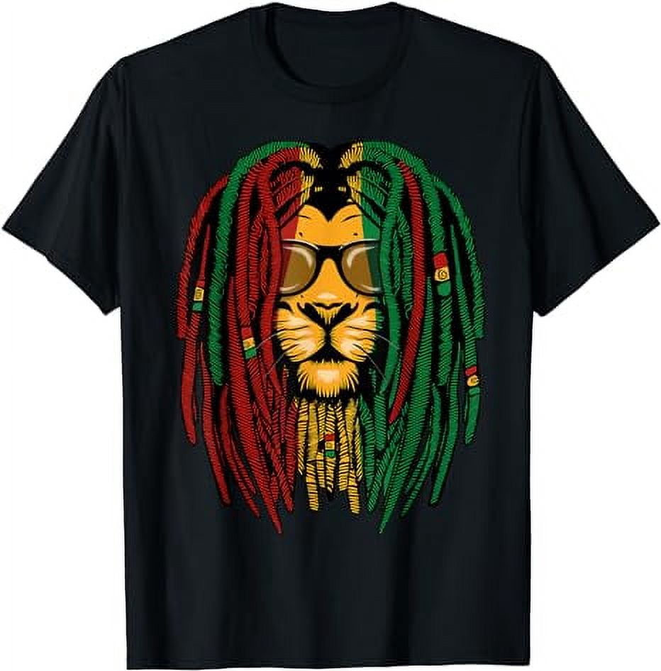 Reggae lion dreadlocks wild cat Rasta Africa Rastafarian T-Shirt ...