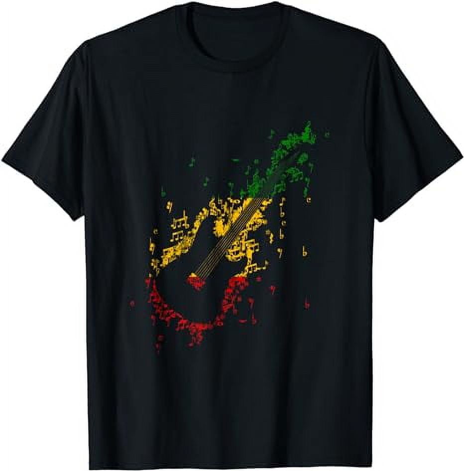Reggaeton Guitar Rastafarian Roots Music Note Rasta Reggae T-Shirt ...