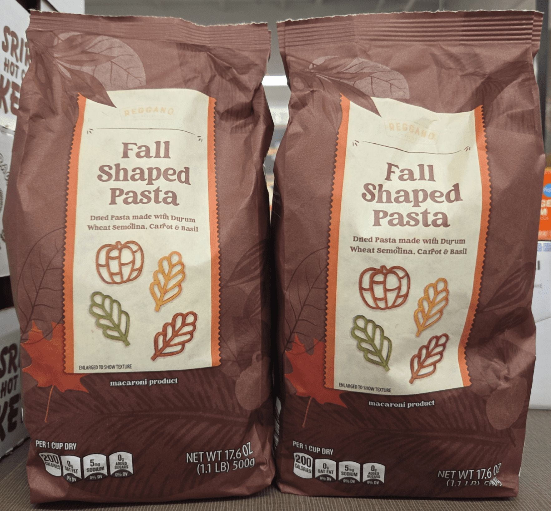 Reggano Fall Shaped Pasta Macaroni Product 17.6oz 500g (2 Bags ...