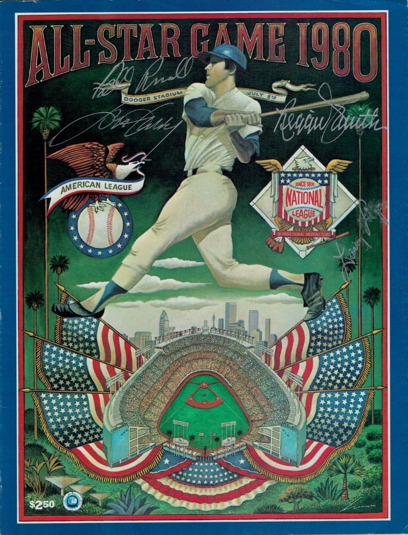 Reggie Smith Bill Russell Davey Lopes Steve Garvey Auto 1980 AS Program ...