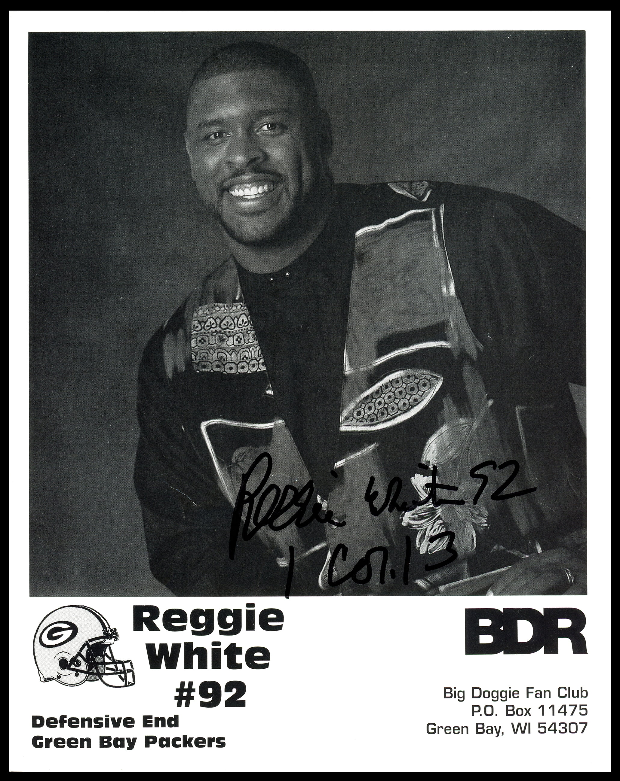 Reggie White Autographed 8x10 Photo Green Bay Packers Beckett BAS QR # ...