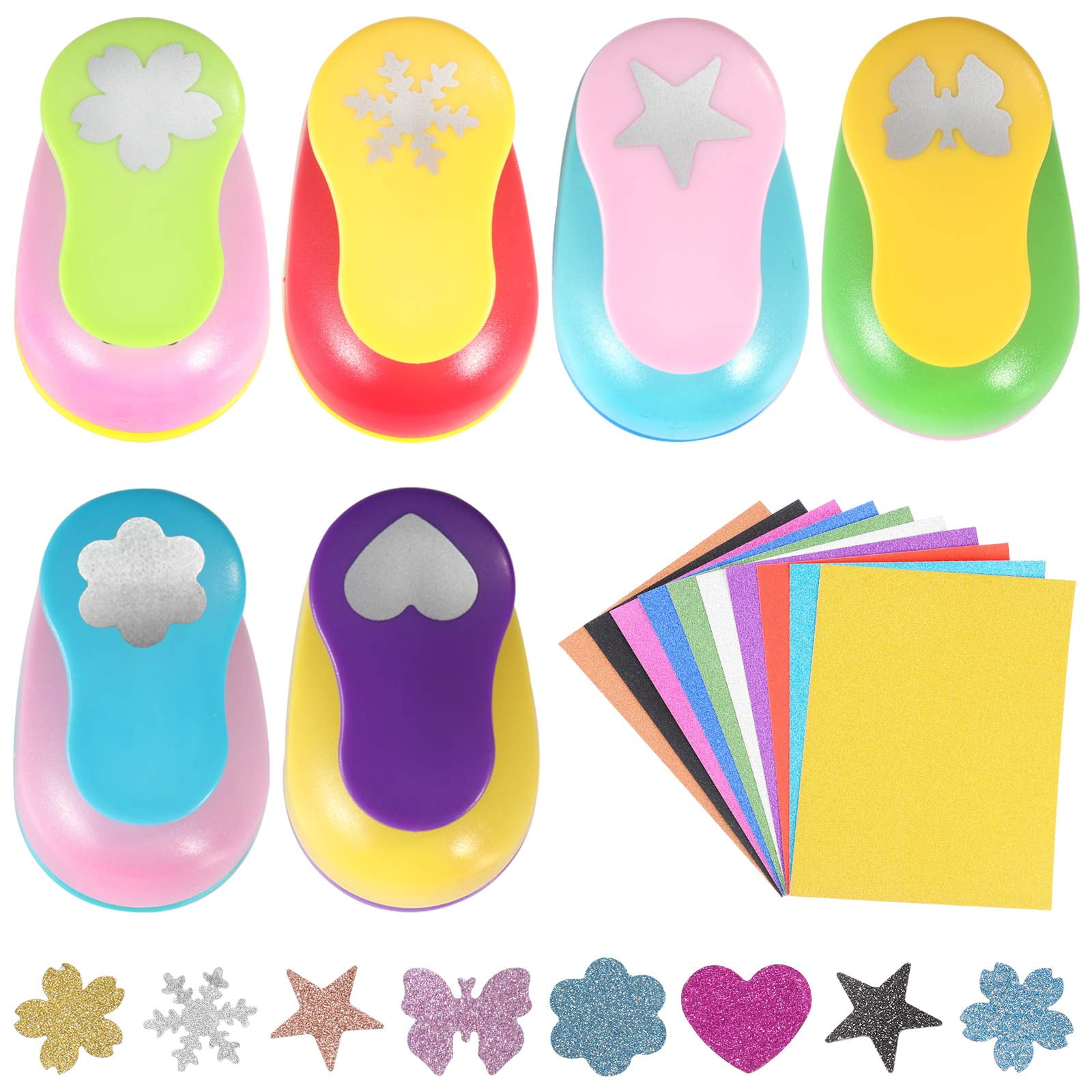 Regilt 6 Pcs Colorful Craft MDA05 Hole Punch with Cardstock Papers ...