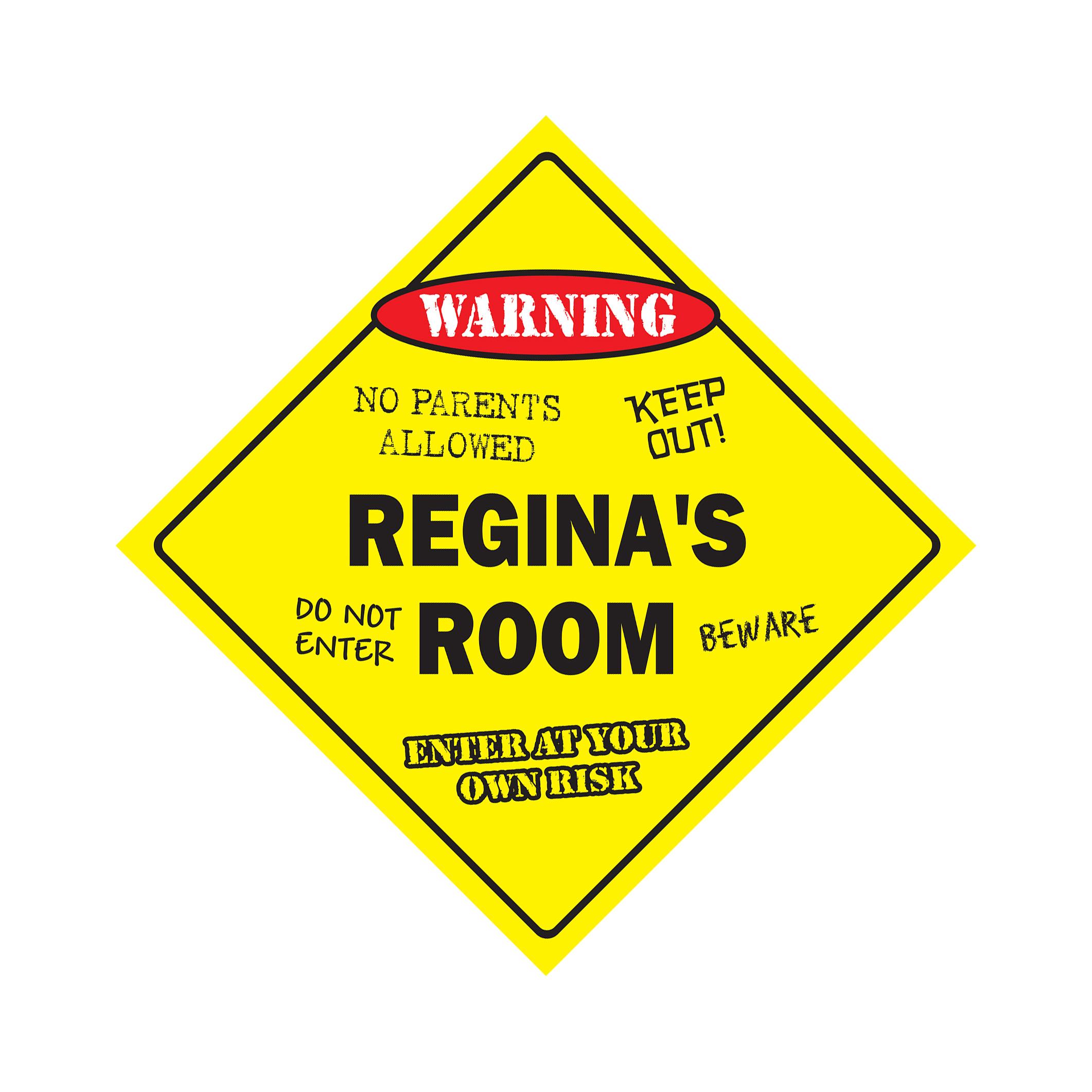 Regina's Room Sign Crossing Zone Xing | Indoor/Outdoor | 17" Tall kids ...