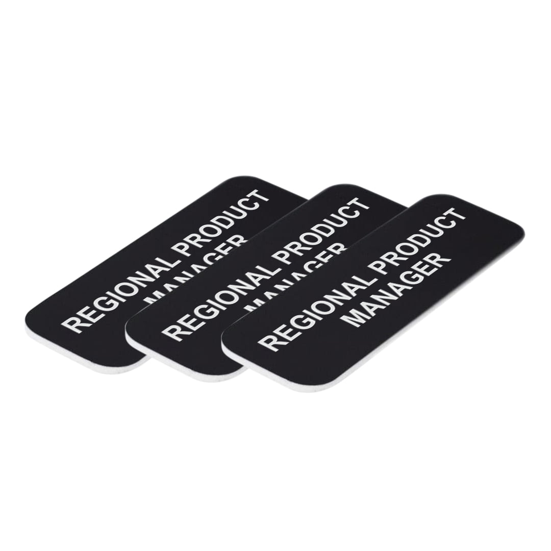 Regional Product Manager 1 x 3" Name Tag/Badge, Black, (3 Pack ...