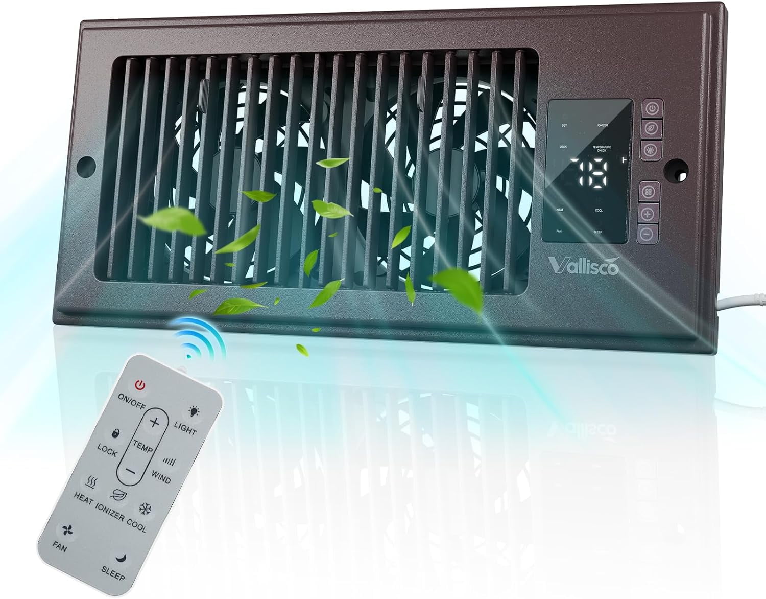 Register Booster Fan 10-Speed Control with Negative Ion, Quiet Thermostat with Remote Control ...