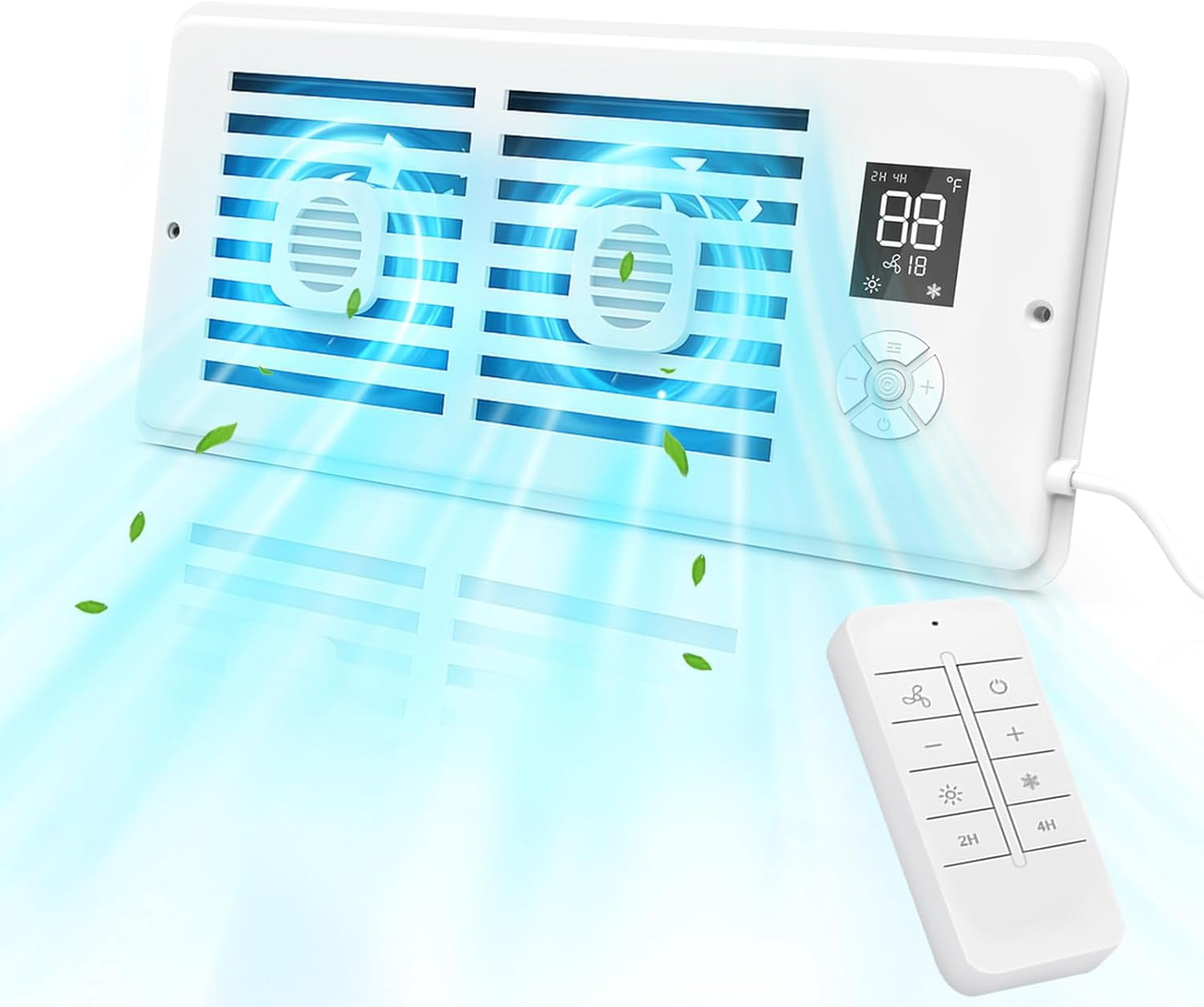 Register Booster Fan for 4" x 10" Vents Only, 10 Speeds to Control Cool ...