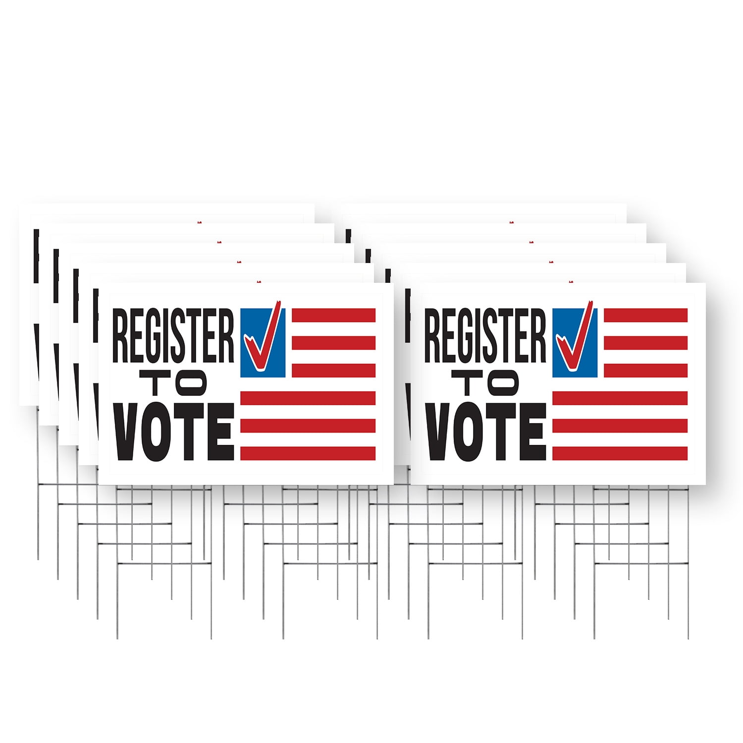 Register to Vote Yard Sign 10 Pack of 24 Inch x 36 Inch Single Sided ...