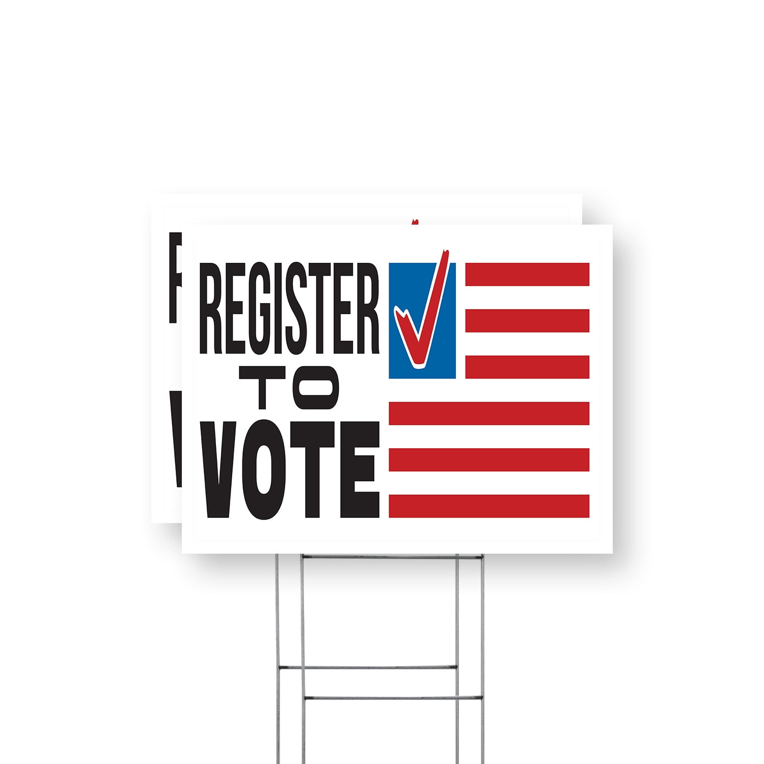 Register to Vote Yard Sign 2 Pack of 18 Inch x 24 Inch Single Sided ...