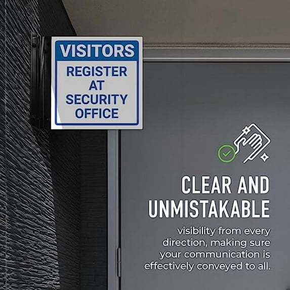 Register at Security Office Projecting Sign, Double Sided, 6x6 Inches ...