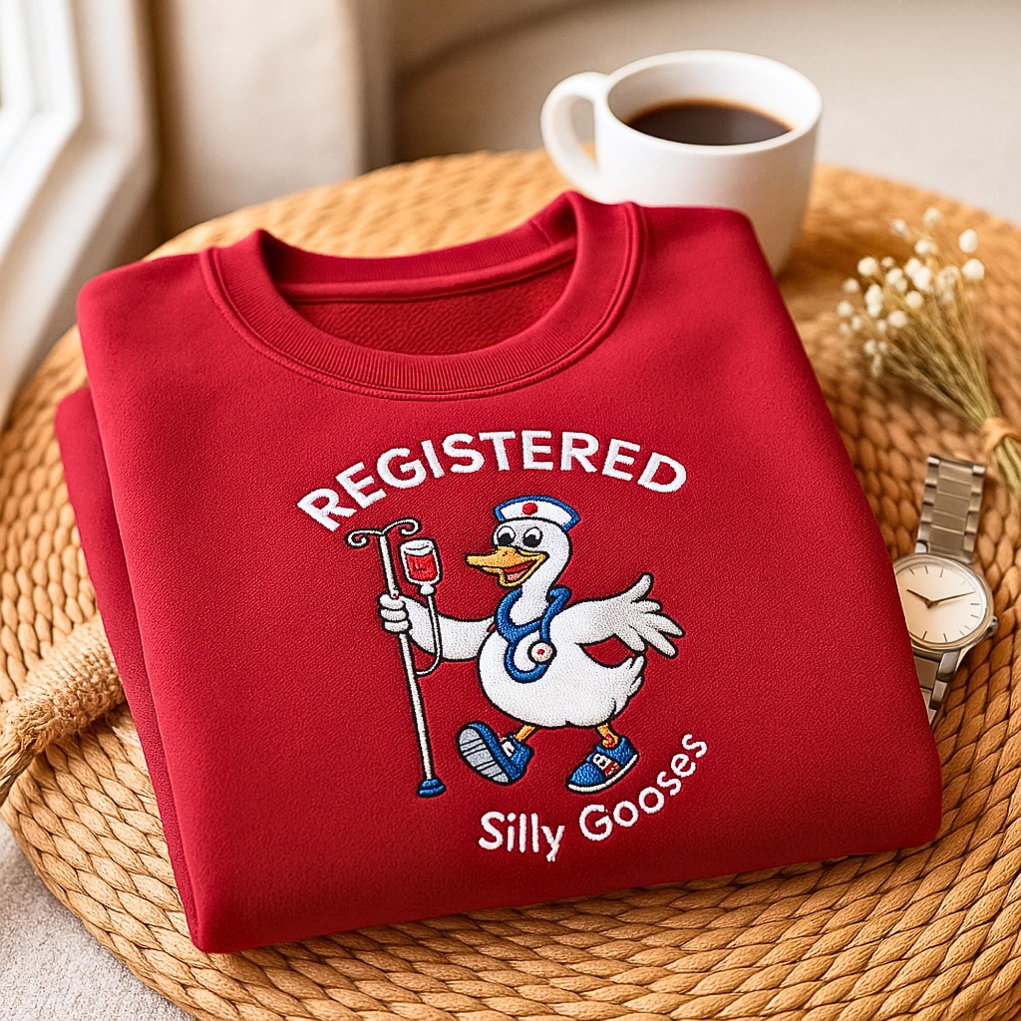 Registered Silly Goose Embroidered Sweatshirt, Just a Jolly Goose ...