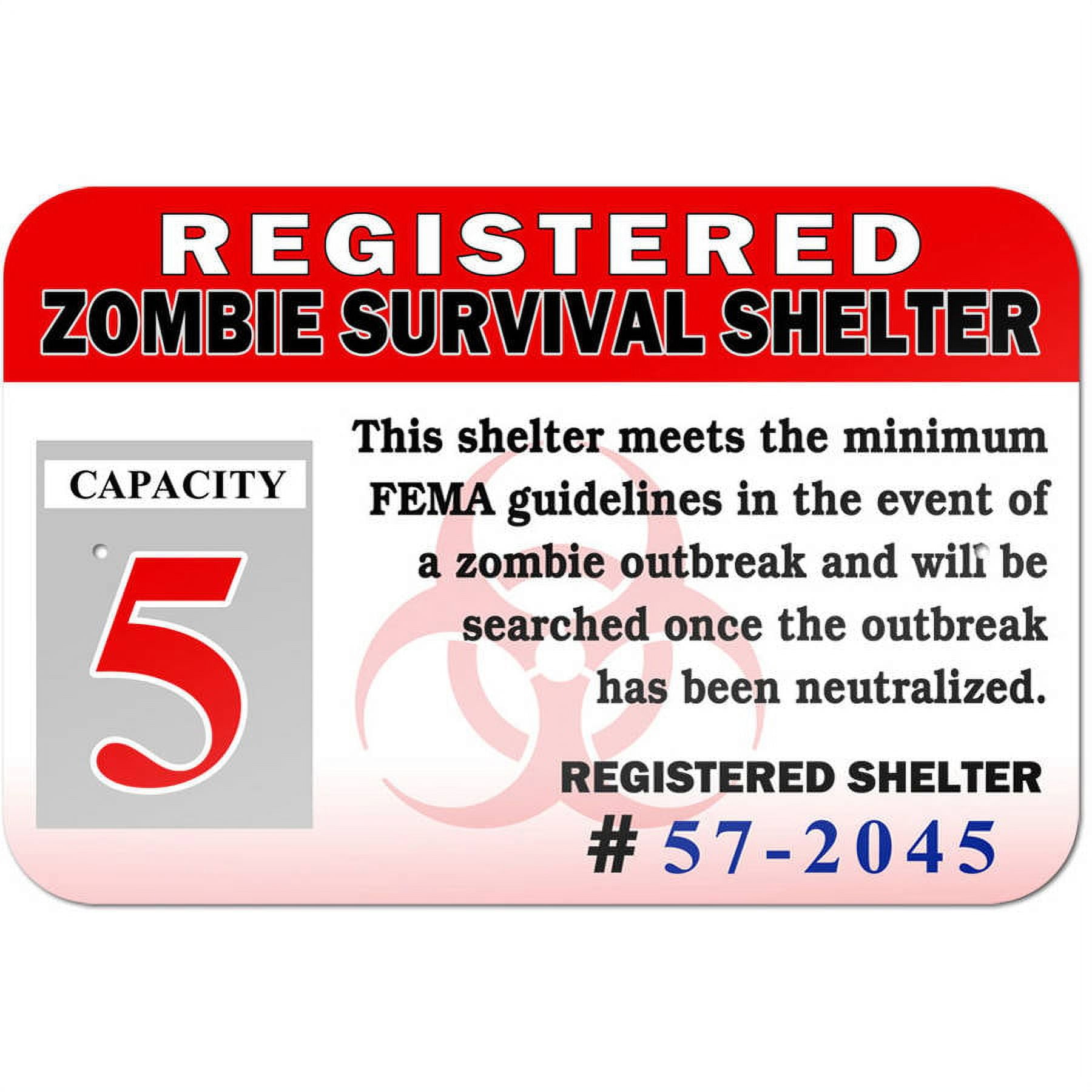 Registered Zombie Survival Shelter Notice Sign - Walmart.com