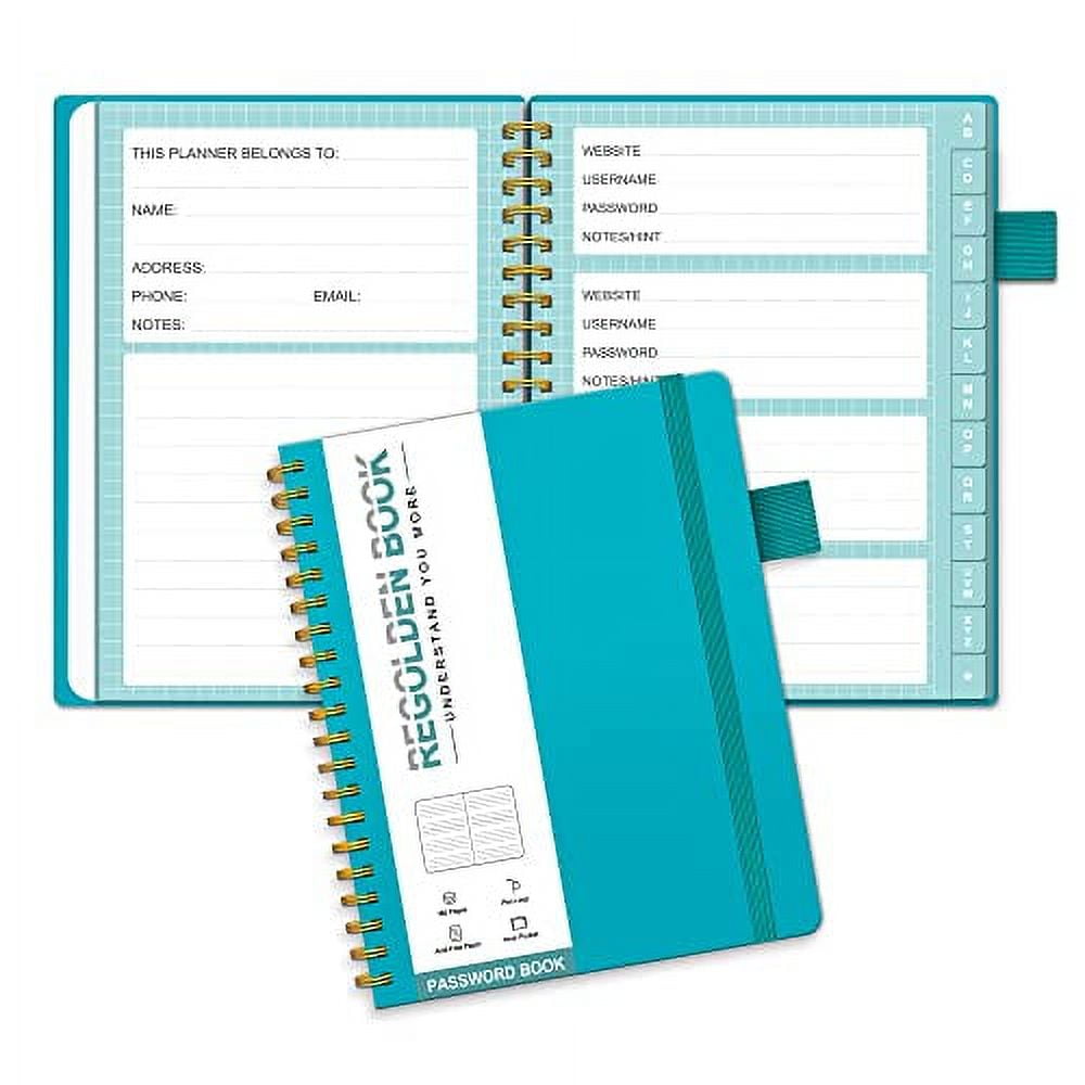 Regolden-Book Password Book with Alphabetical Tabs, Hardcover Password ...