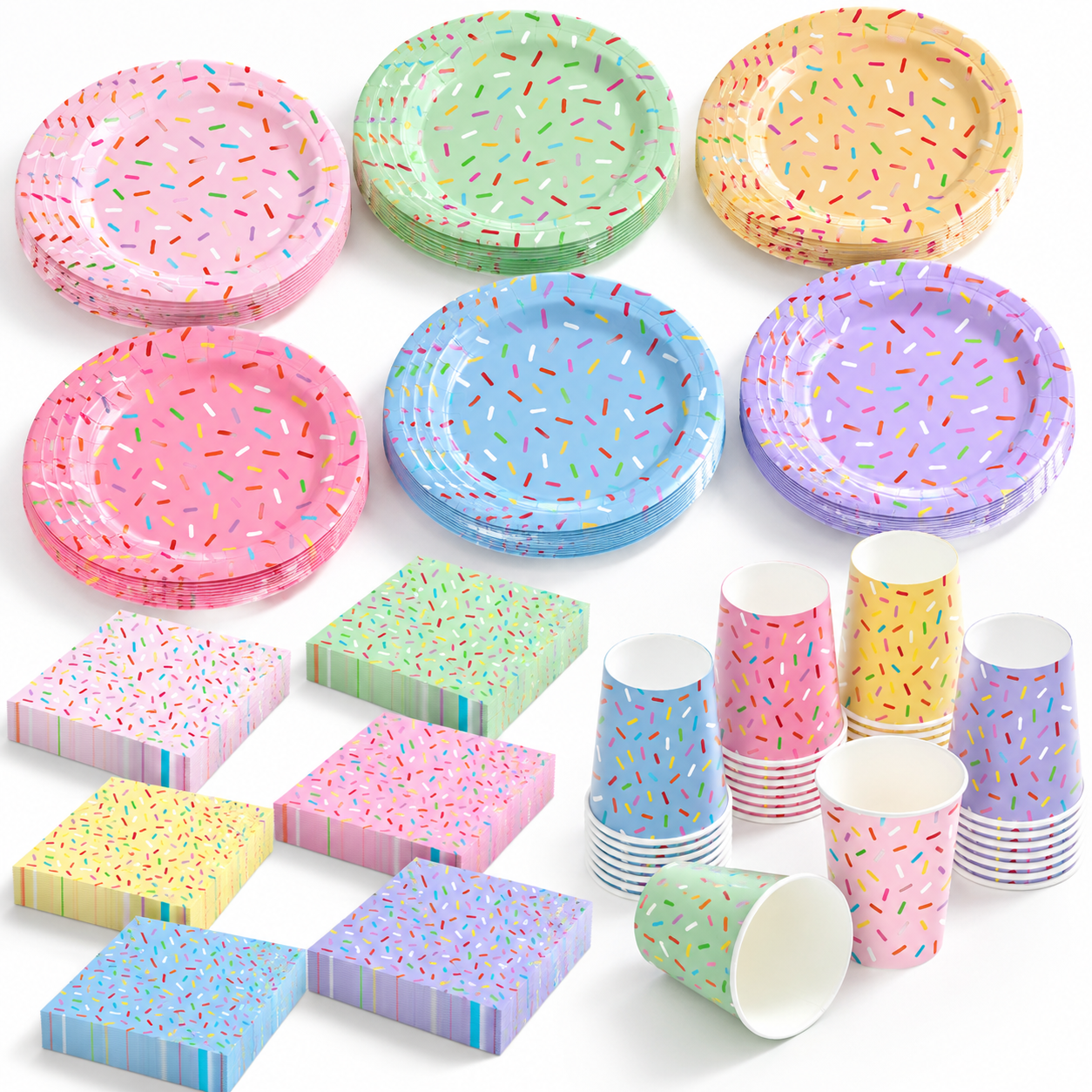 Regular 108-Piece Donut Sprinkle Party Supplies Tableware Set - Walmart.com