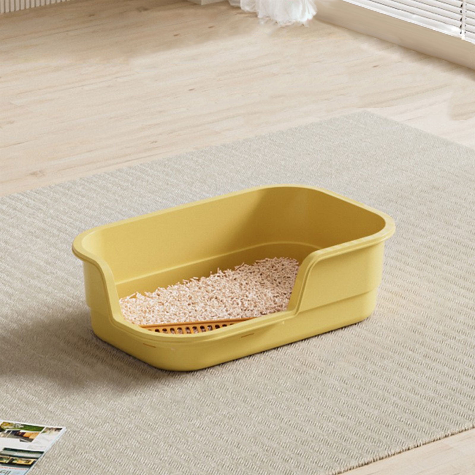 Regular Cat Litter Box with High Sides, Open Top,16.54x11.02x4.72 ...