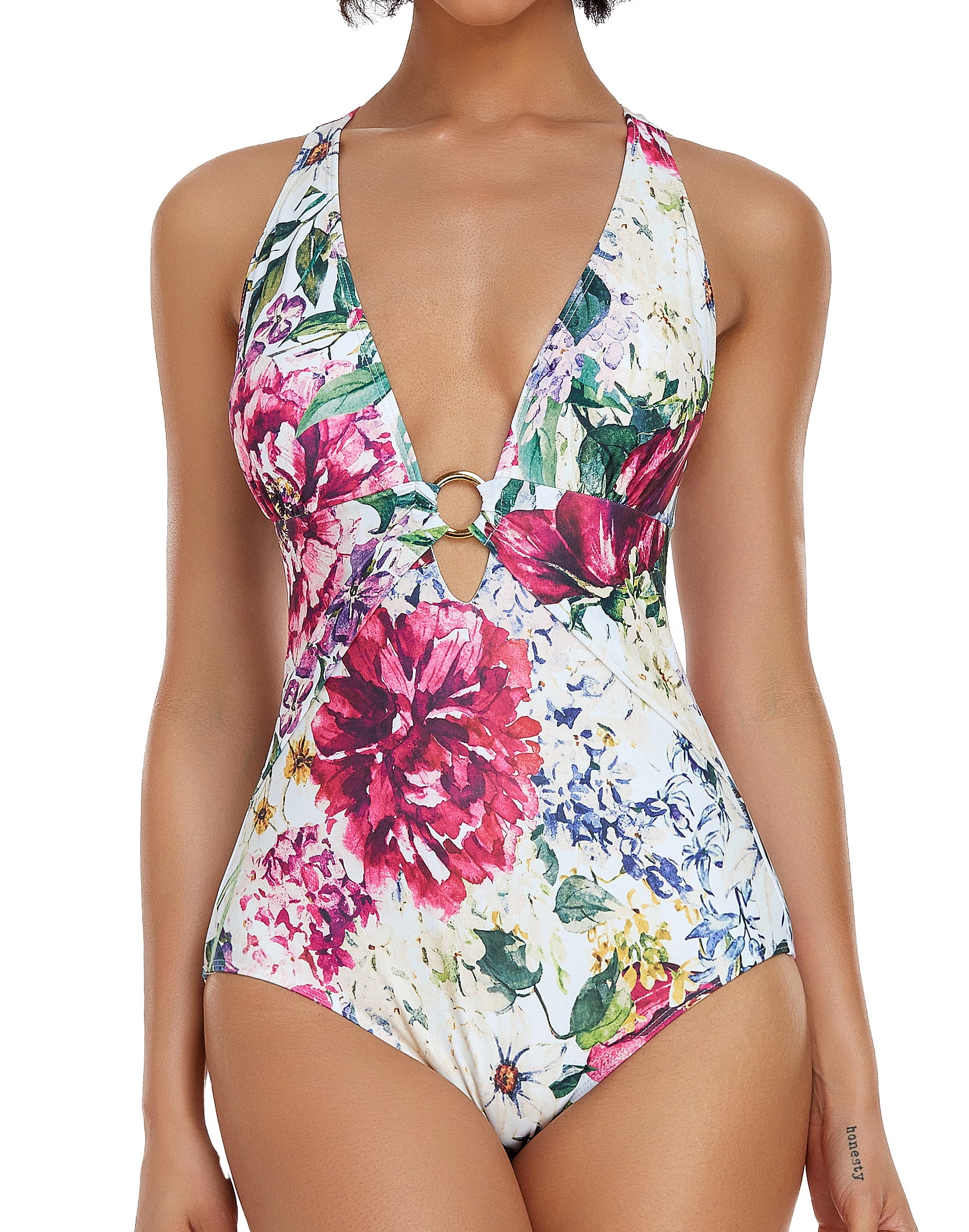 Regular Liora Womens One Piece Swimsuits Floral Print Bathing Suits