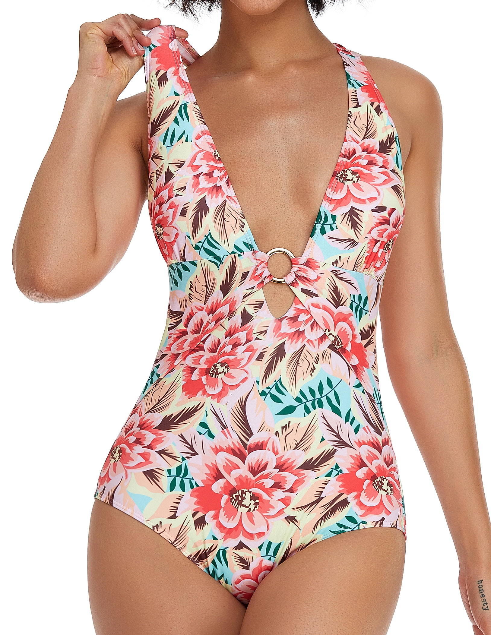 Regular Liora Womens One Piece Swimsuits Floral Print Bathing Suits