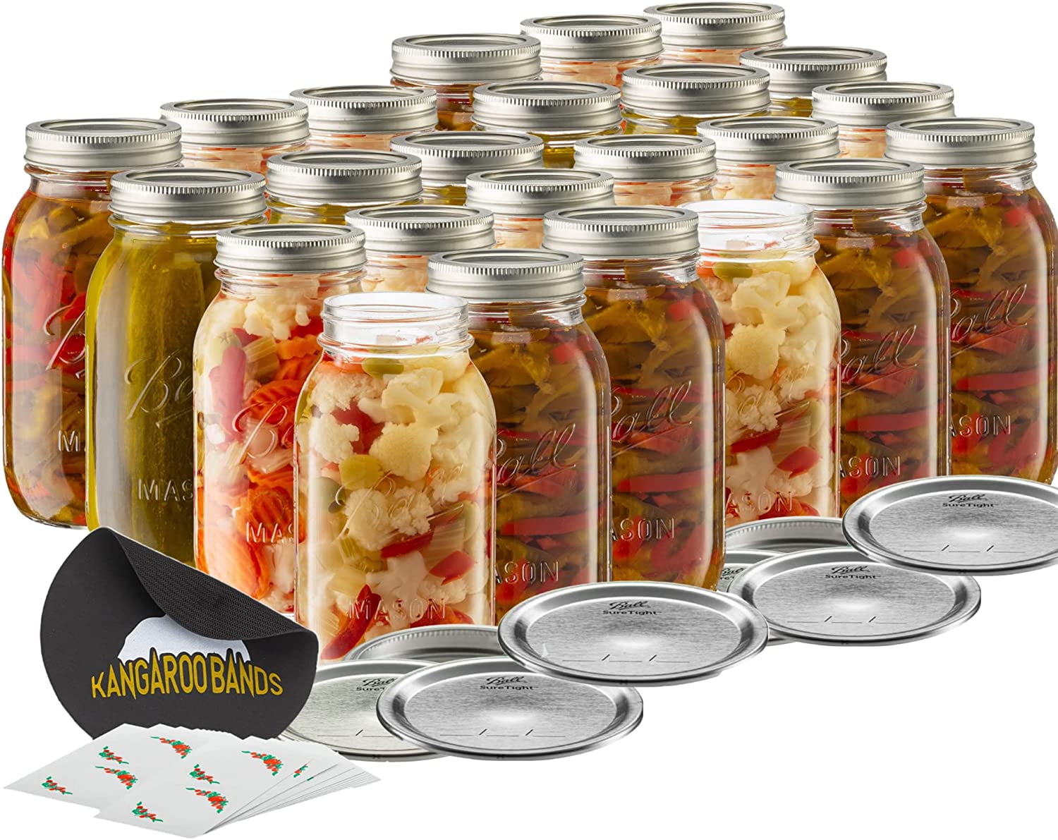 Regular Mouth 32 oz (Quart) mason Jars (24-Pack) with Lids and Bands ...