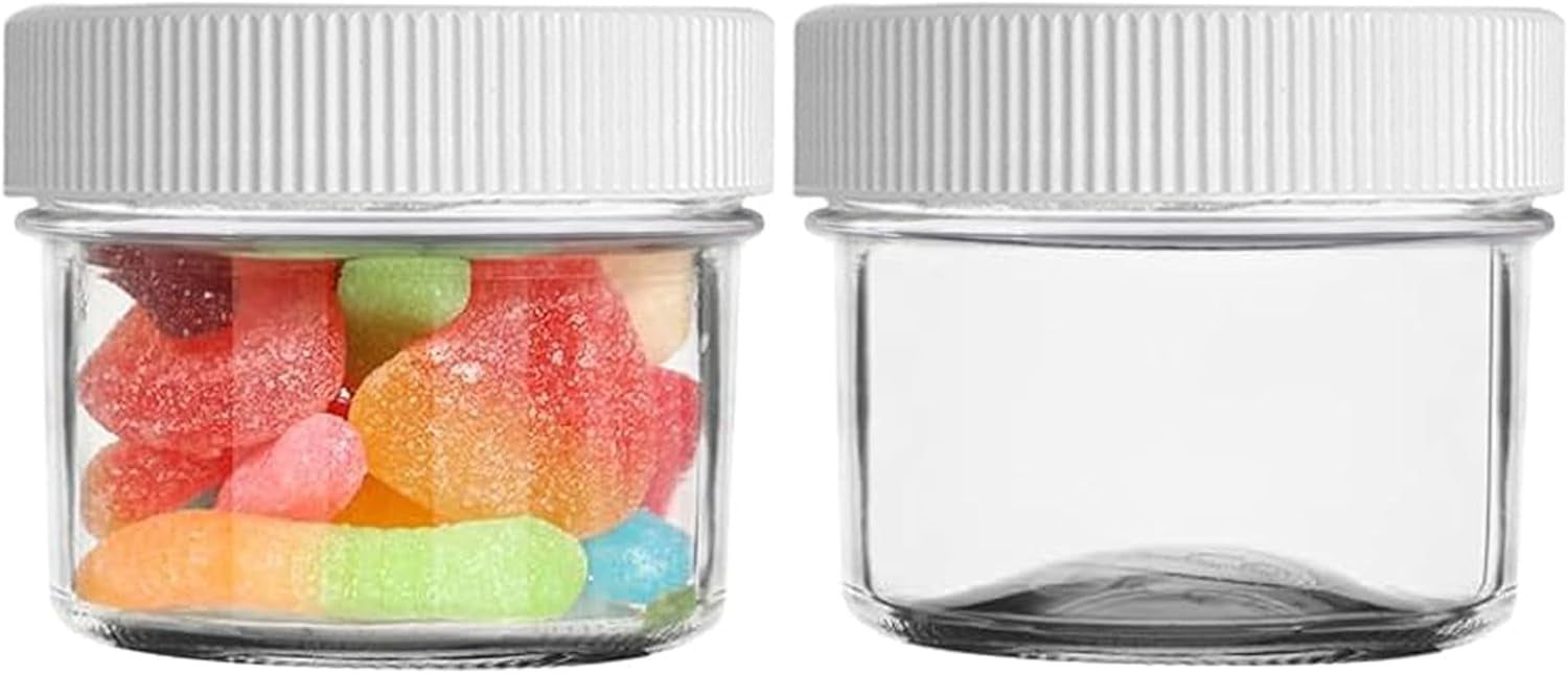 Mem worldshop Regular Mouth 4 oz Mason Jars Pack of 2 with White Food ...