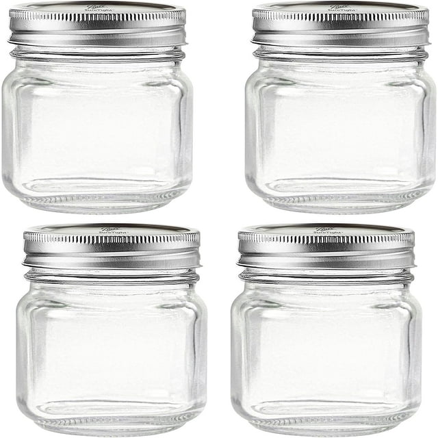 Ball Regular Mouth Mason Jars 8 oz - (4 Pack) - Airtight Lids and Bands Included - Walmart.com