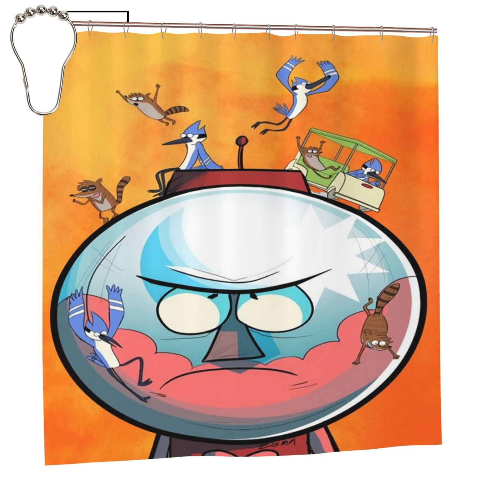 Regular Show Cartoon Shower Curtain 72" X 72" Anime Bathroom Decor With ...